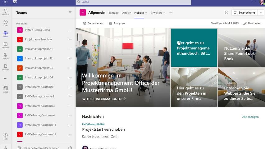 PMO4Teams Projektmanagement Office für Microsoft Teams